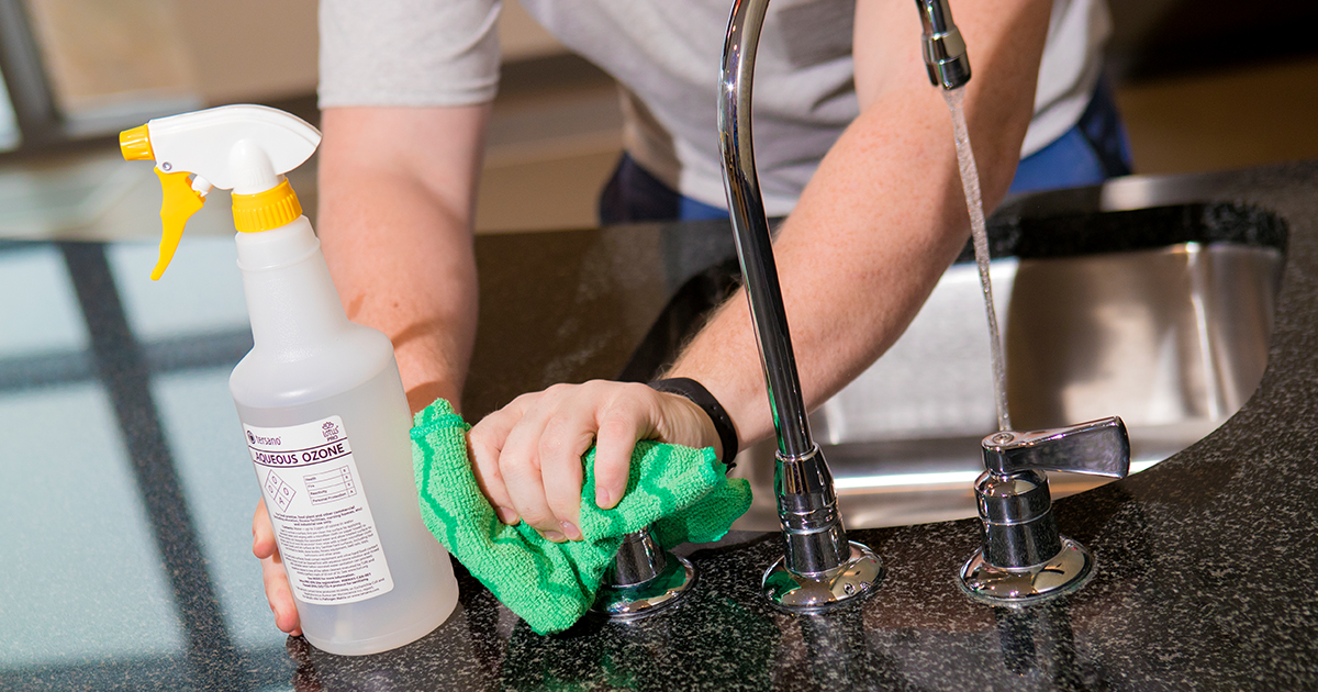 Water, ozone and electricity make for greener cleaner in residence halls