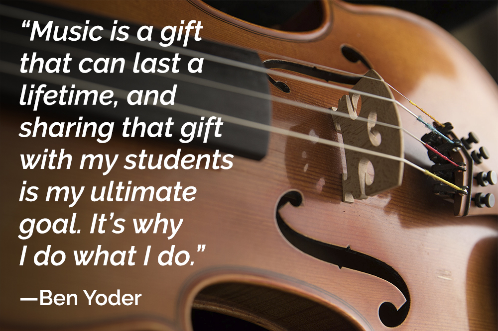 Ben Yoder, an alumnus who is in tune with his music students